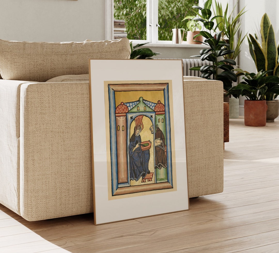 Hildegard of Bingen Receives a Vision | Antique Painting, Vintage Holy ...