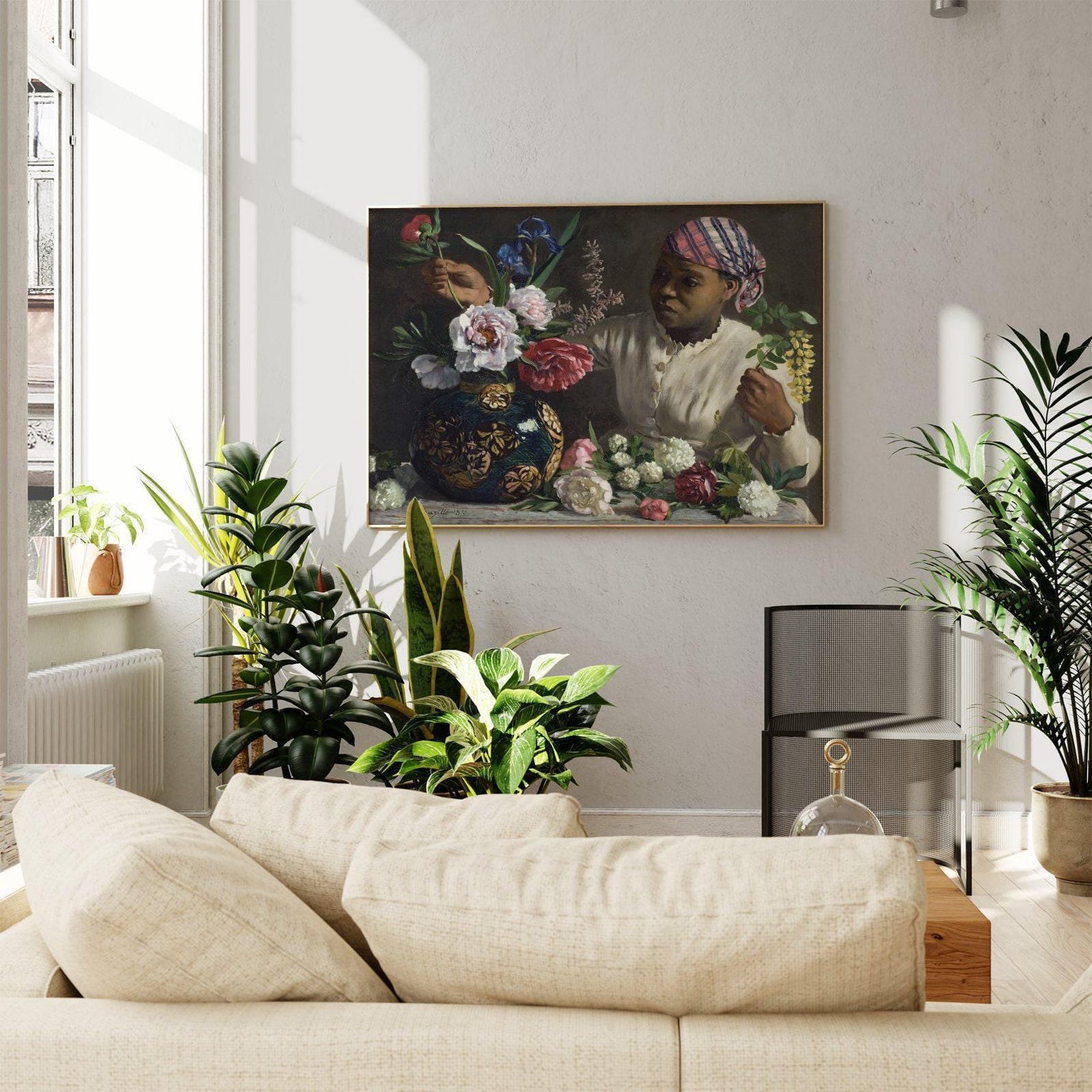 Black Woman With Peonies Frédéric Bazille | Vintage African American ...