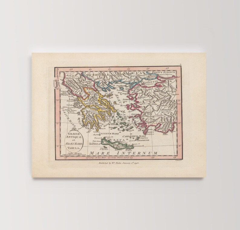 Map of Ancient Greece and the Aegean Sea 1798 | Painting, Europe Art ...