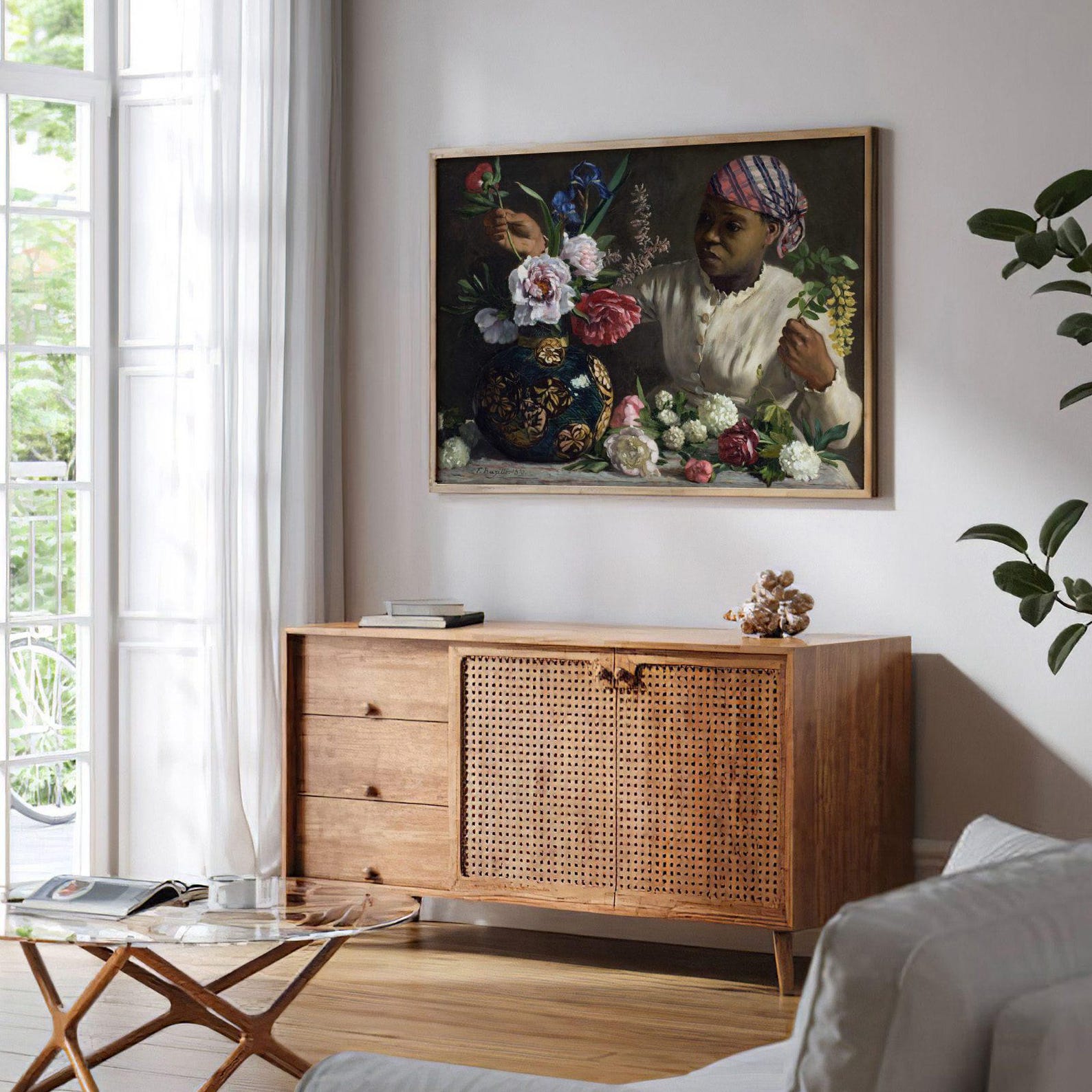 Black Woman With Peonies Frédéric Bazille | Vintage African American ...