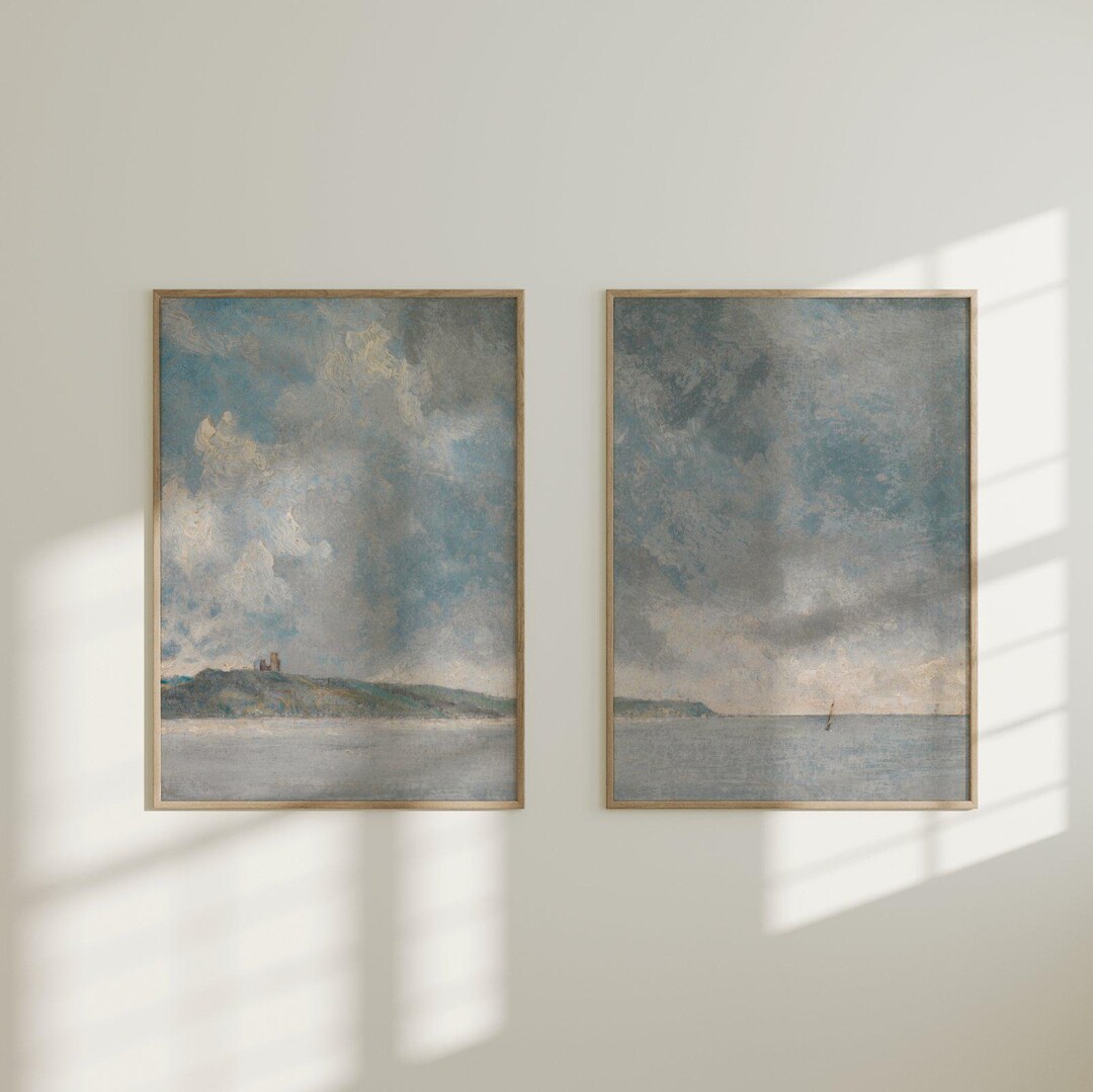 Set of 2 John Constable Coastal Scene Prints | Muted Coastal Landscape ...