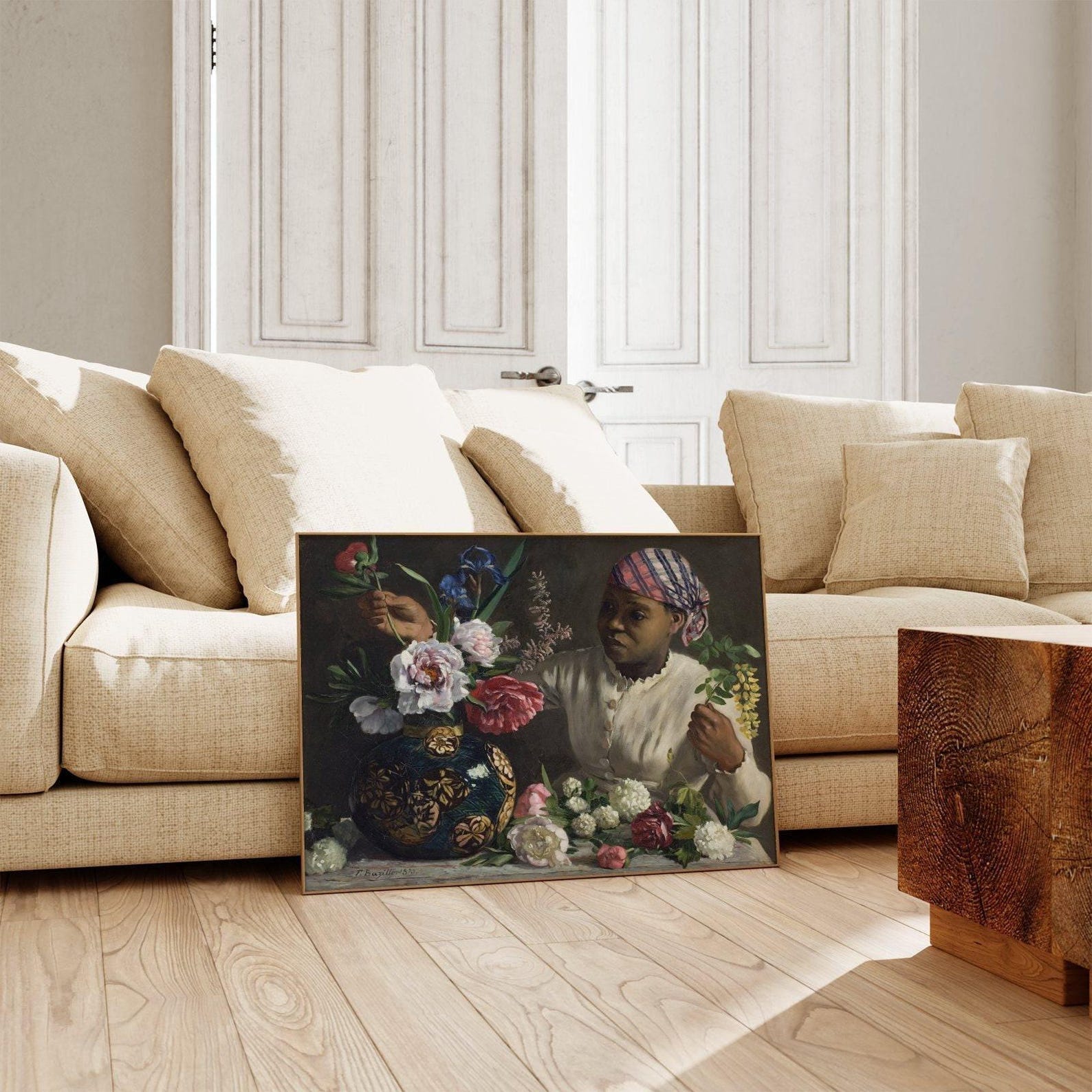 Black Woman With Peonies Frédéric Bazille | Vintage African American ...