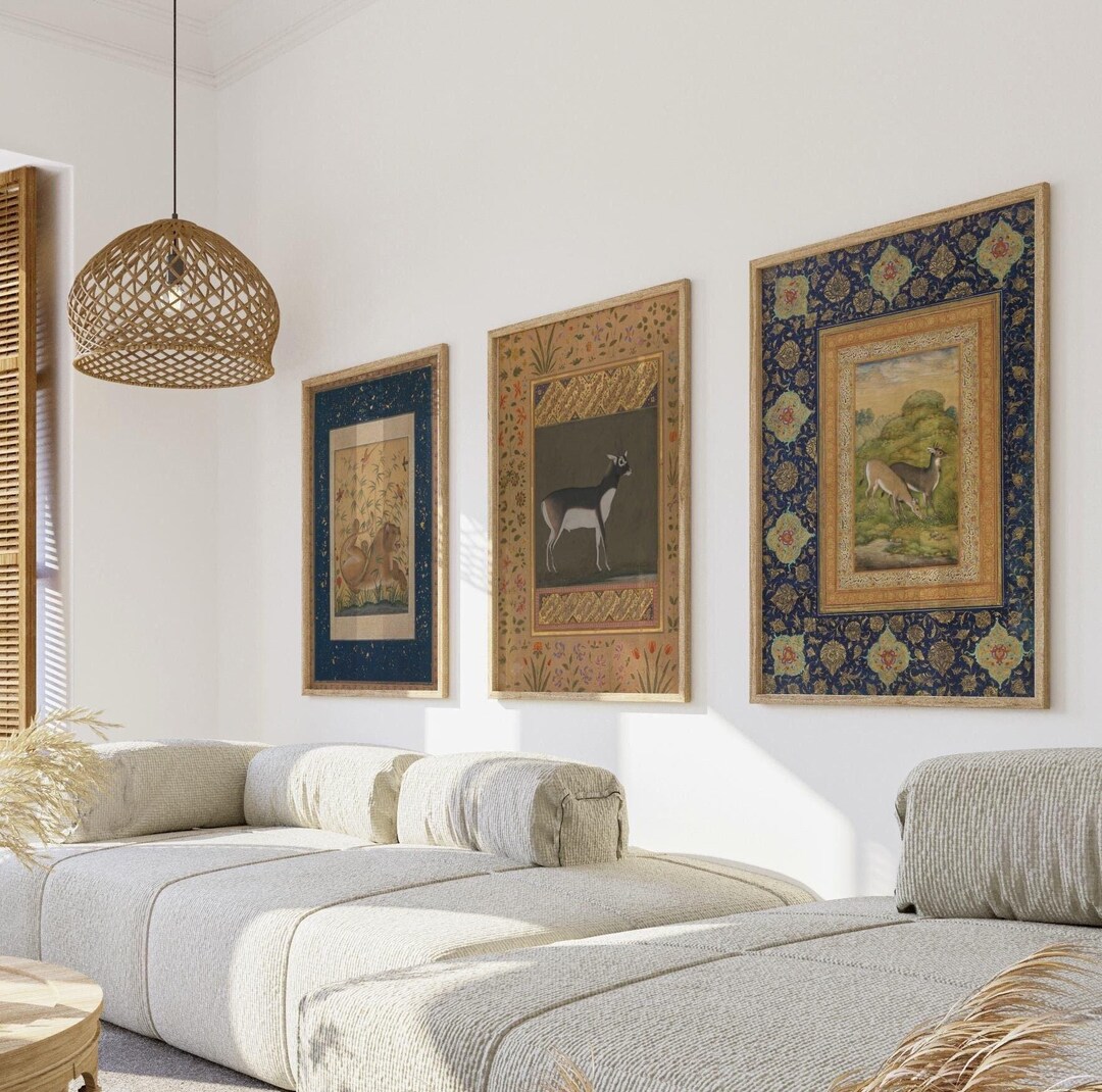 Set of 3 Ustad Mansur Animal Prints | Three Shah Jahan Posters, Indian ...