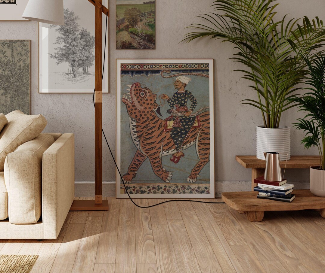 Pir Gazi and His Tiger | Indian Print, Vintage Hindu Painting, Gazi ...