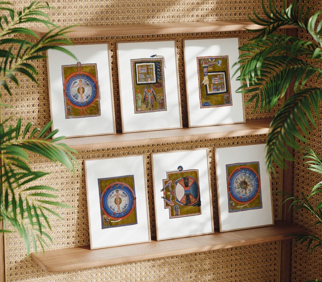 Set of 6 Hildegard Von Bingen Book of Divine Works Prints | Antique ...