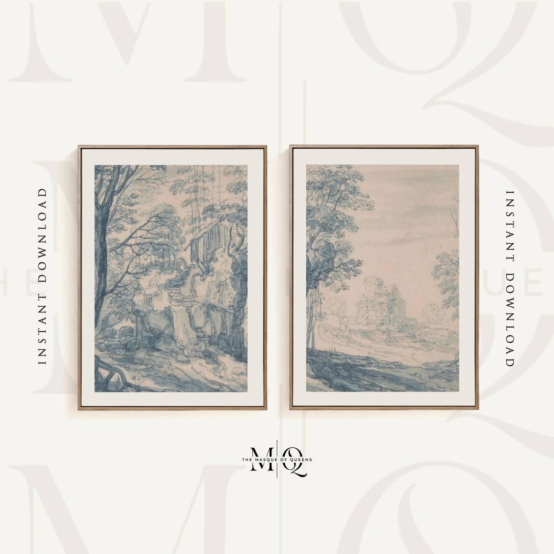 Set of 2 Isaak Major Landscape Prints | Two French Paintings, Blue Pen ...