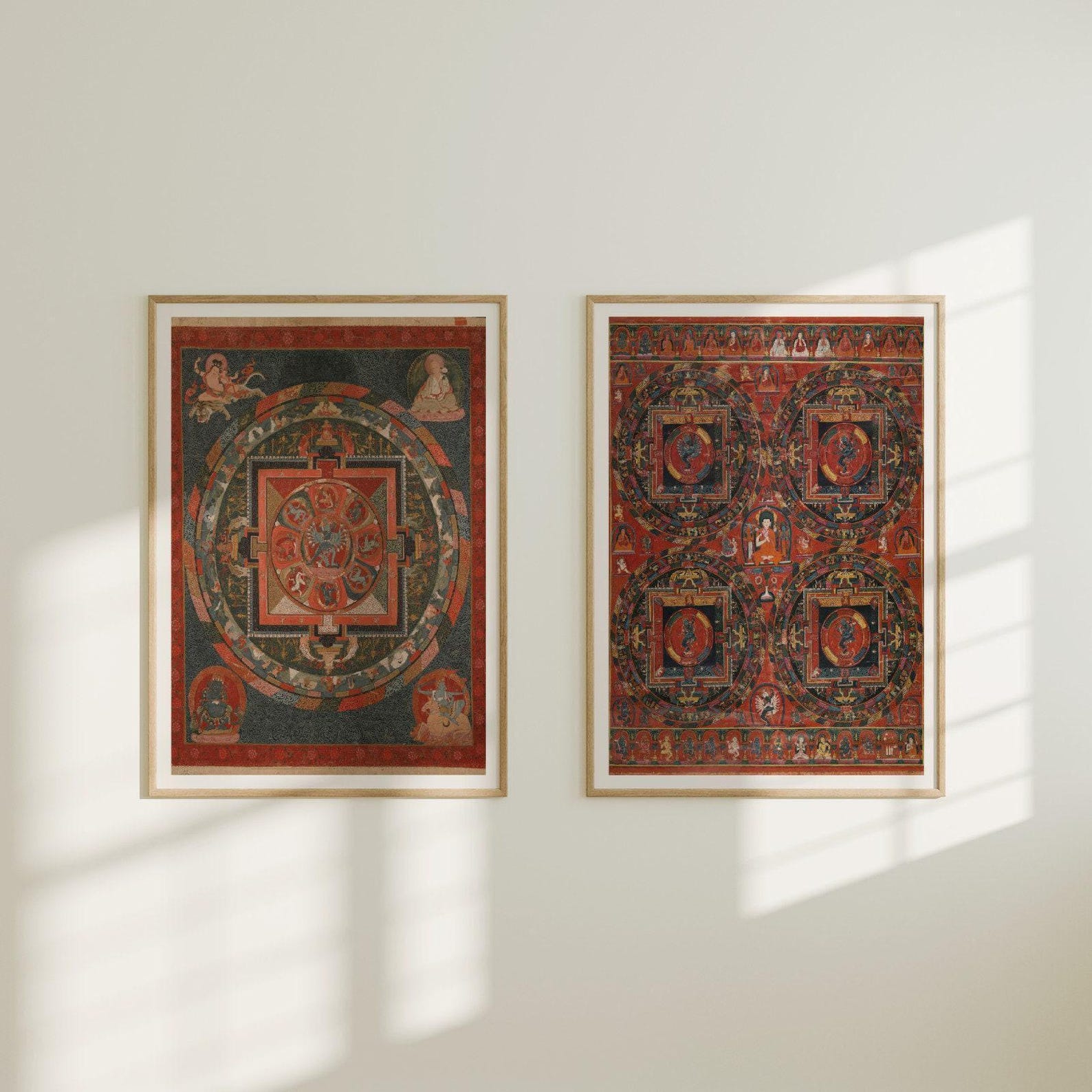 Set of 2 Hevajra Mandala Prints | Two Buddhist Deity Paintings, Vintage ...