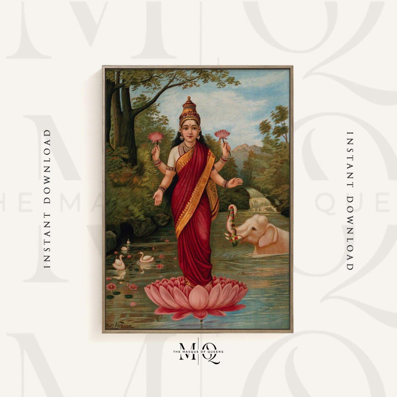 Vintage Lakshmi Print - Etsy