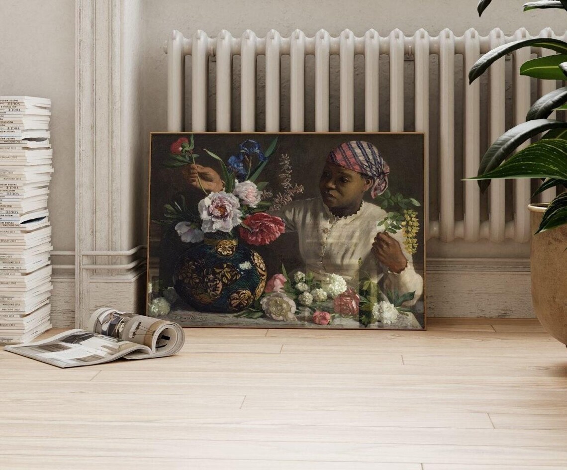 Black Woman With Peonies Frédéric Bazille | Vintage African American ...