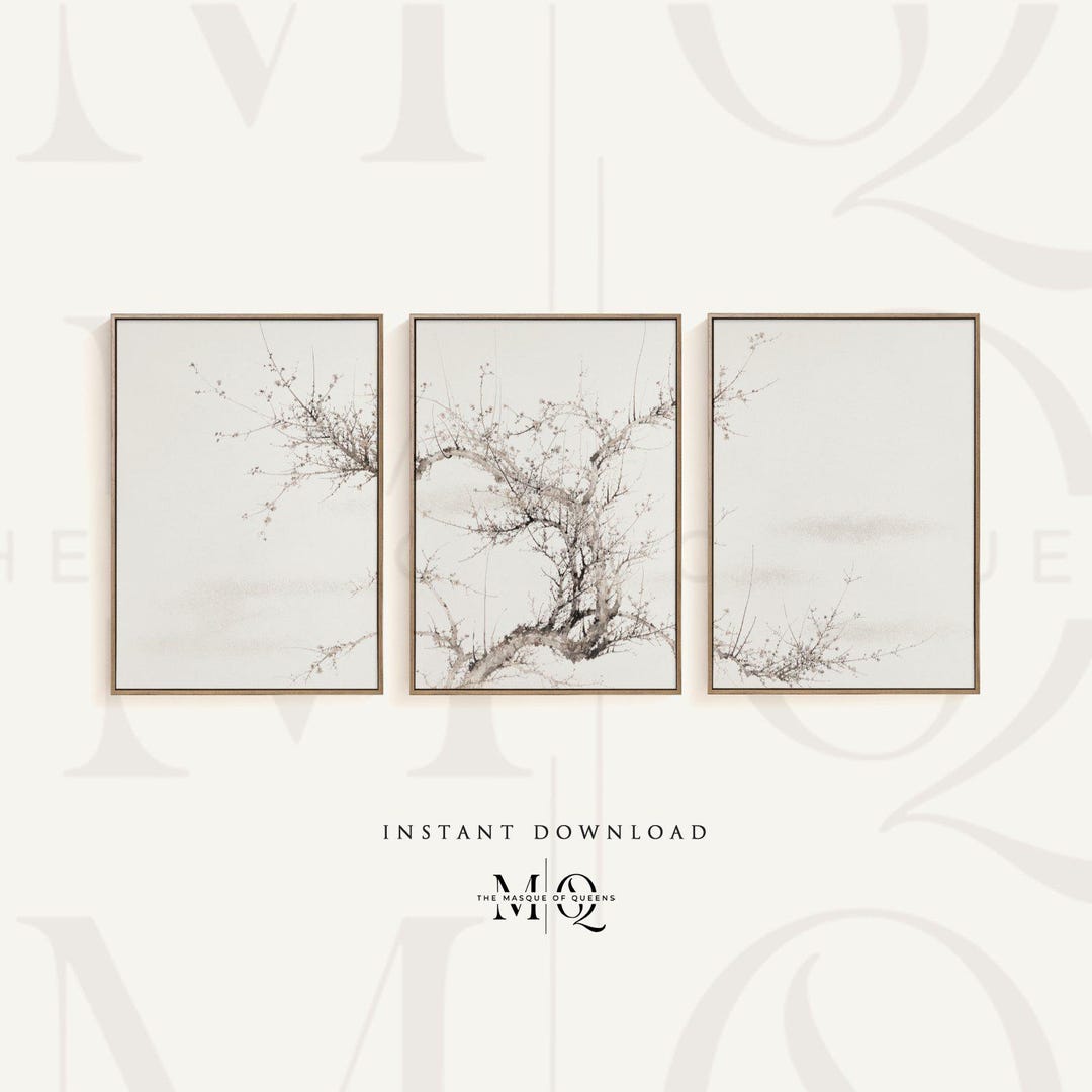 Set of 3 Japanese Tree Drawing Prints | Yamamoto Baiitsu Winter ...