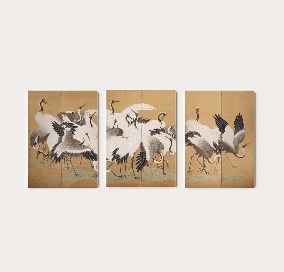 Set of 3 Ishida Yūtei Flock of Cranes Prints | 18th Century Japanese ...