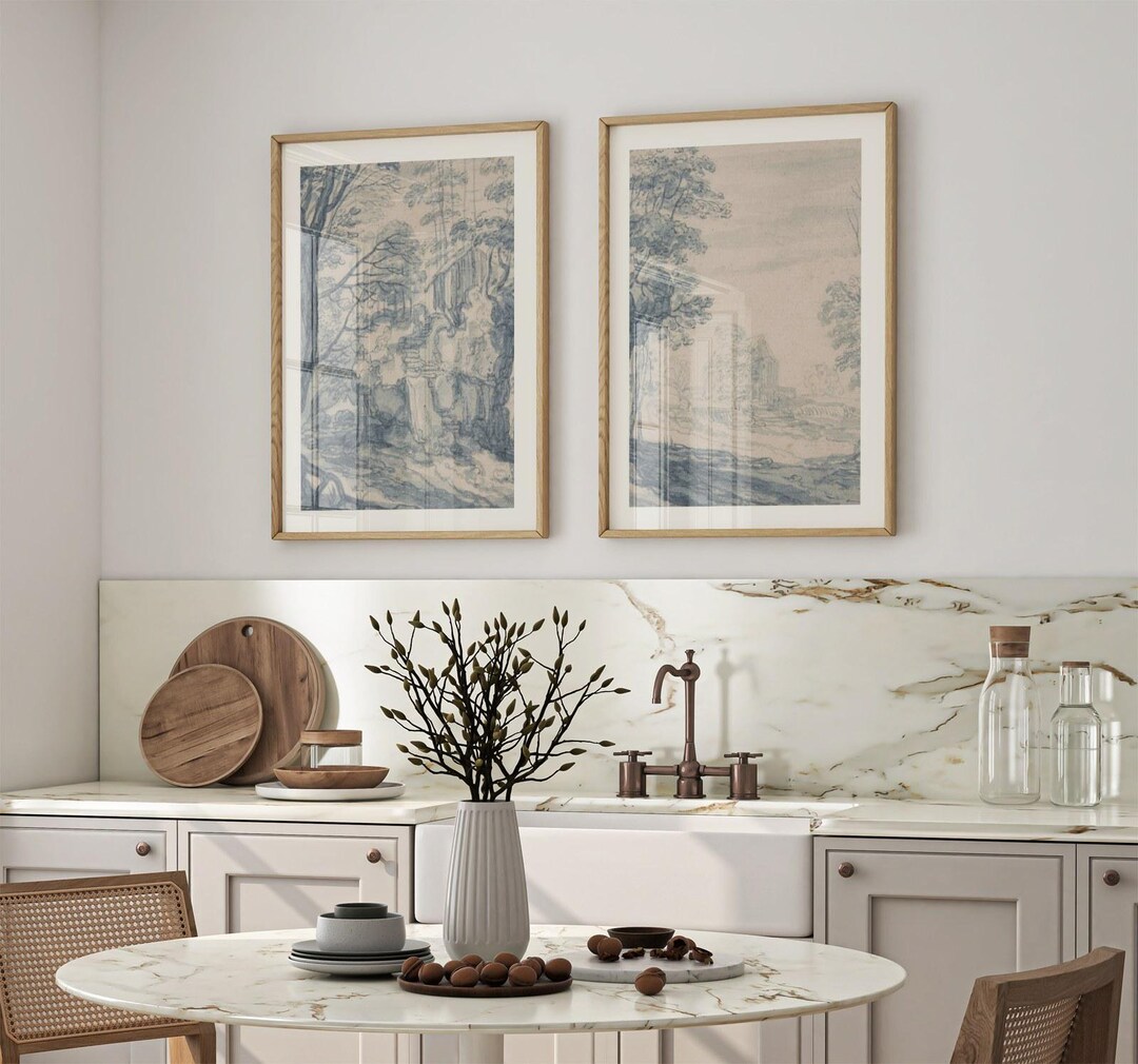 Set of 2 Isaak Major Landscape Prints | Two French Paintings, Blue Pen ...