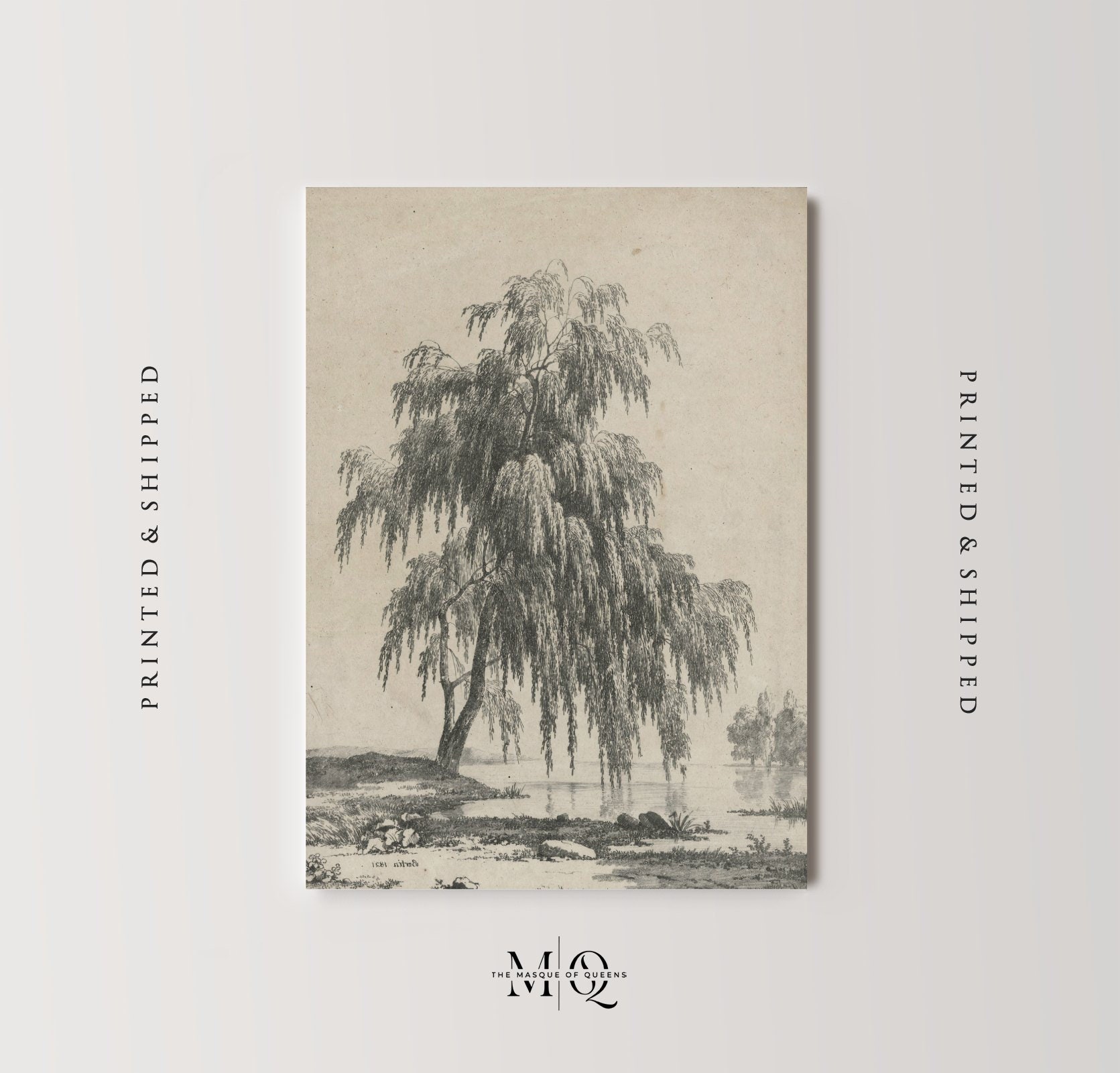 Set of 3 Vintage Tree Drawing Prints, Three Piece Tree Sketch Poster ...