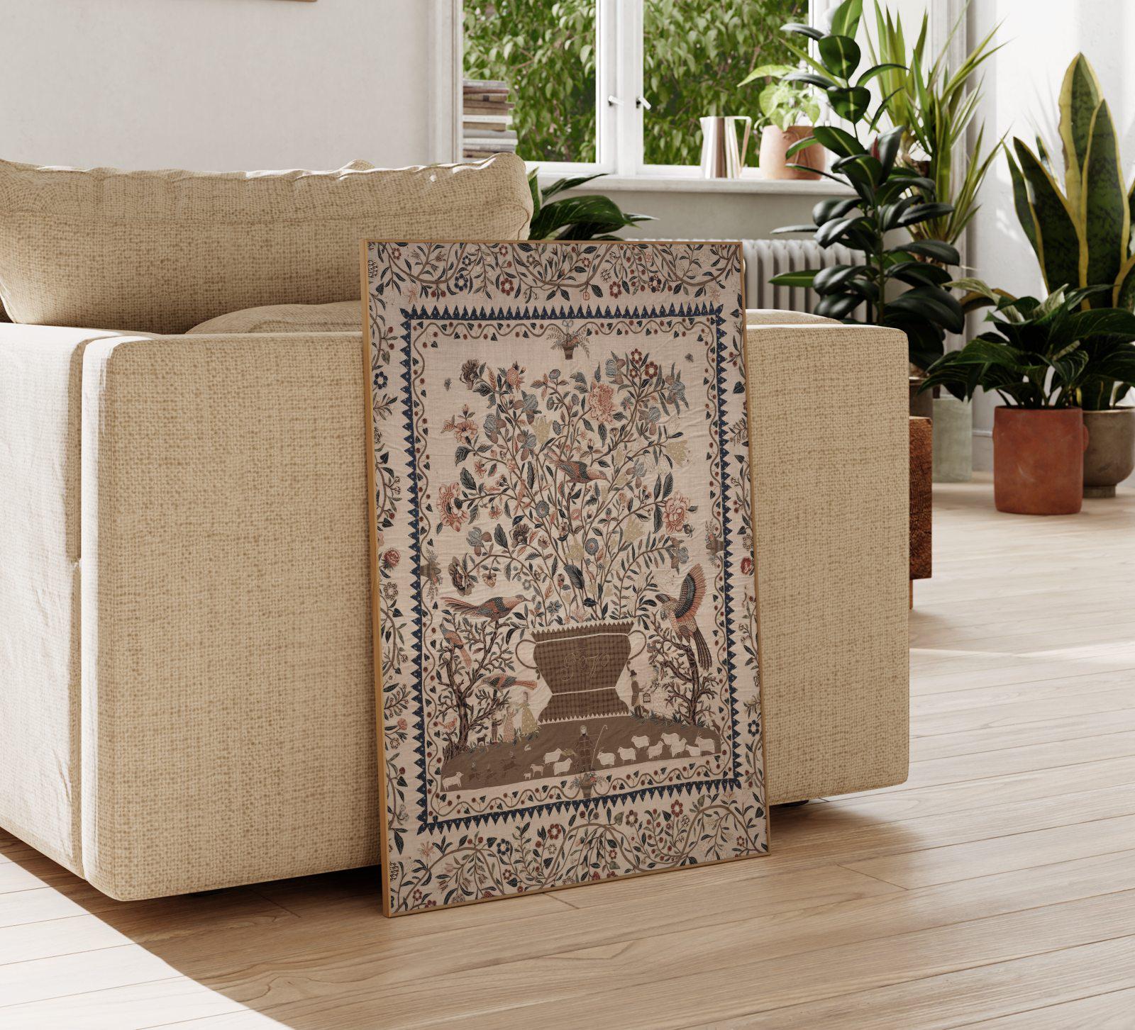 Phebe Warner Coverlet | Flower Fabric Print, Linen Cotton Textile Art ...