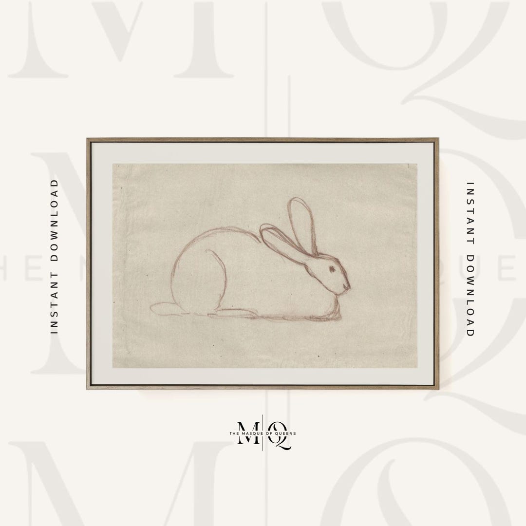 Cornelia Chapin Rabbit Sketch Print | Antique Rabbit Pencil Drawing ...