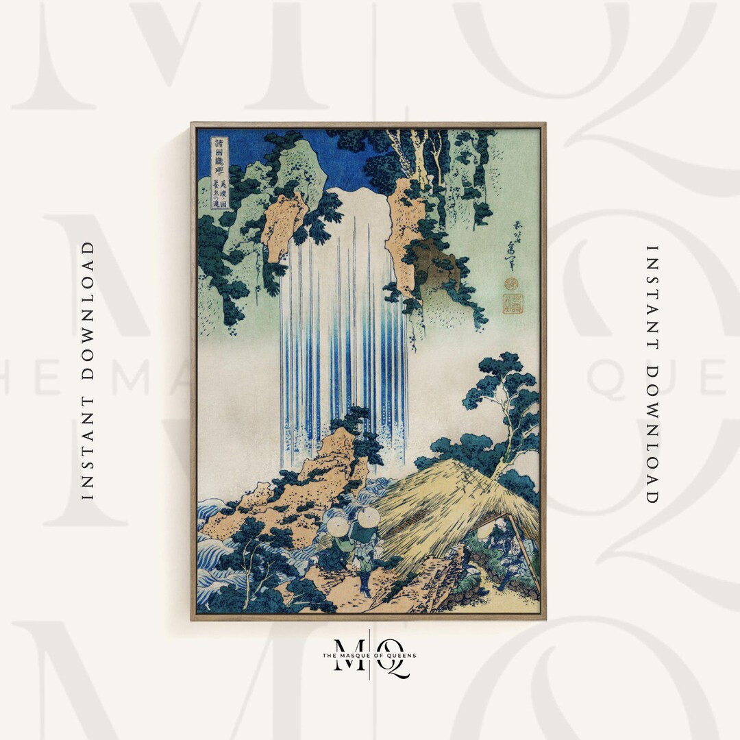 Katsushika Hokusai Yoro Waterfall in Mino Province | Vintage Japanese ...