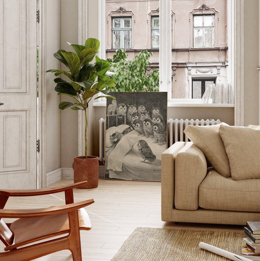 Louis Wain the Cats Nightmare | Sleep Dr Wall Art, Bedroom Poster, Owl ...