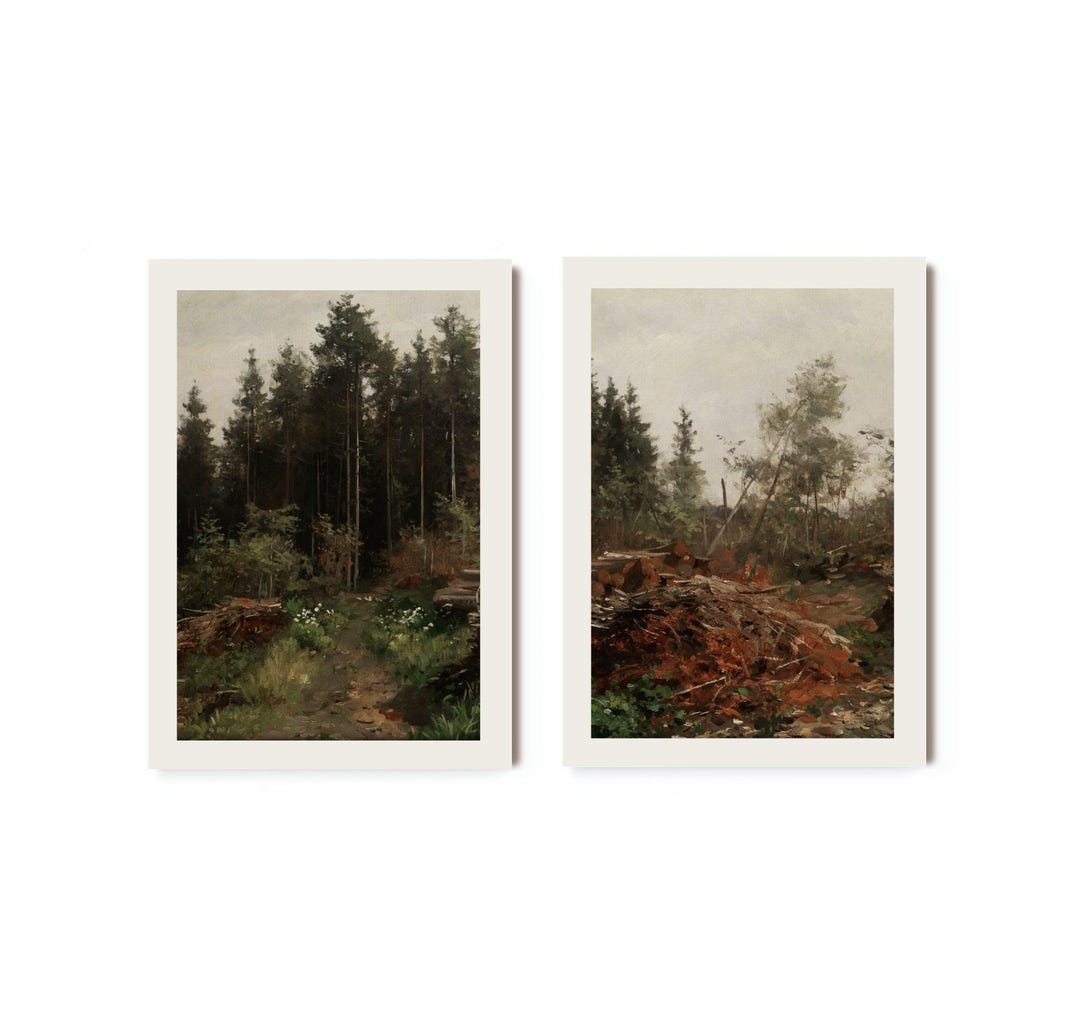 Set of 2 Fritz Freund Prints | Autumn Forest Landscape | Two Piece ...