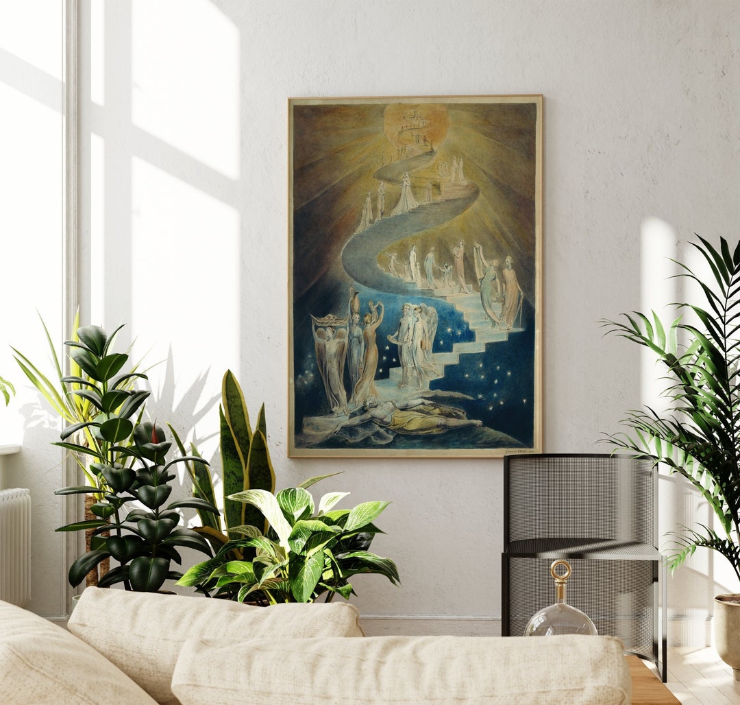 William Blake Jacob's Ladder | Antique Painting, Vintage Print, Book of ...