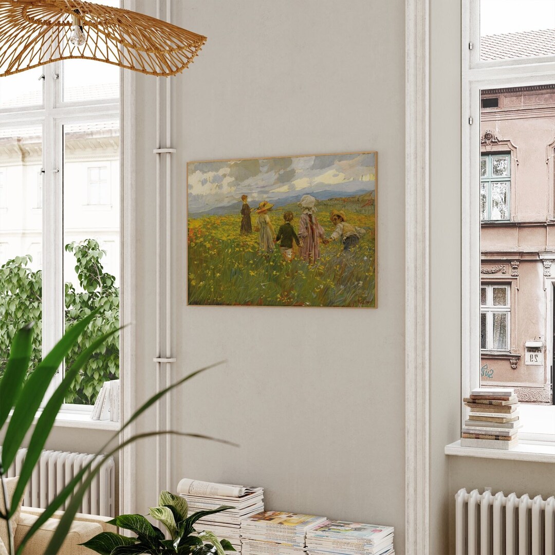 Ettore Tito Children (meadow in Bloom) | Painting, Vintage Print, Fine ...