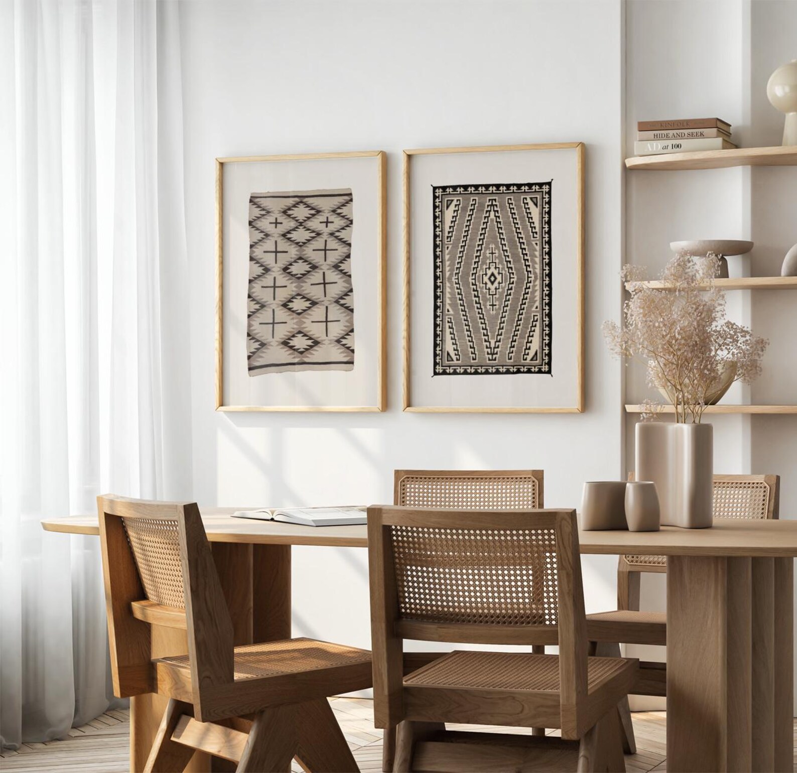 Set of 3 Native American Crystal Rug Prints | Three Navajo Tapis Wall ...