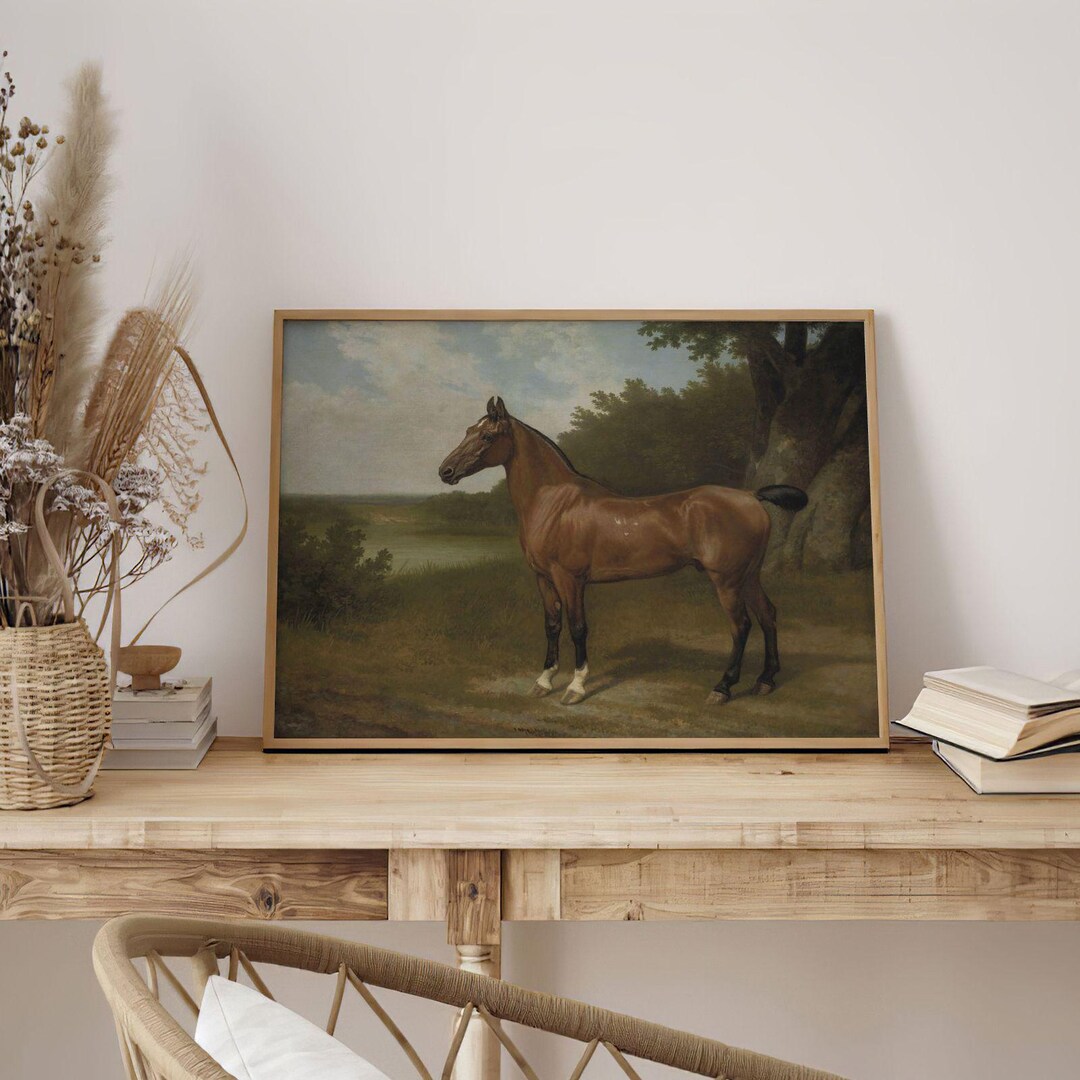 Jacques Laurent Agasse Lord Bingleys Hunter in a Wooded River Landscape ...