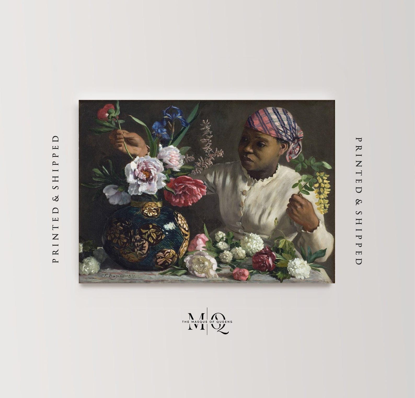 Black Woman With Peonies Frédéric Bazille | Vintage African American ...