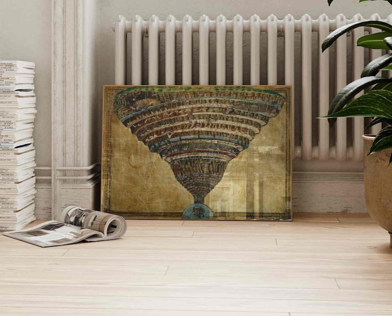 Sandro Botticelli Map of Hell | the Divine Comedy Painting, Vintage ...