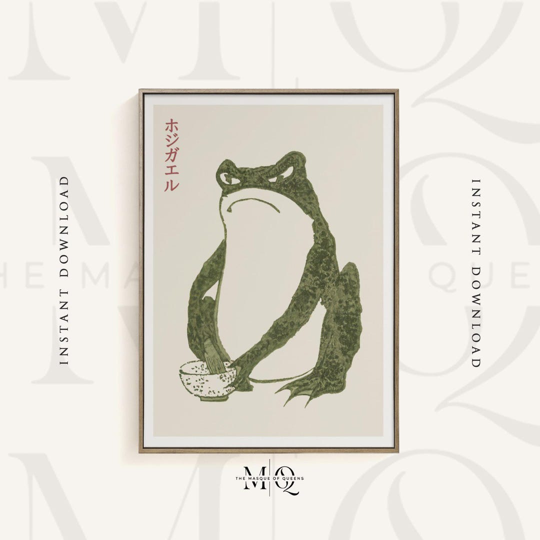 Green Matsumoto Hoji Frog Print | Japanese Toad Illustration Poster ...