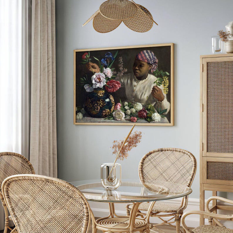 Black Woman With Peonies Frédéric Bazille | Vintage African American ...