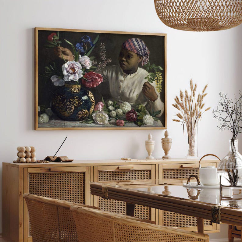 Black Woman With Peonies Frédéric Bazille | Vintage African American ...