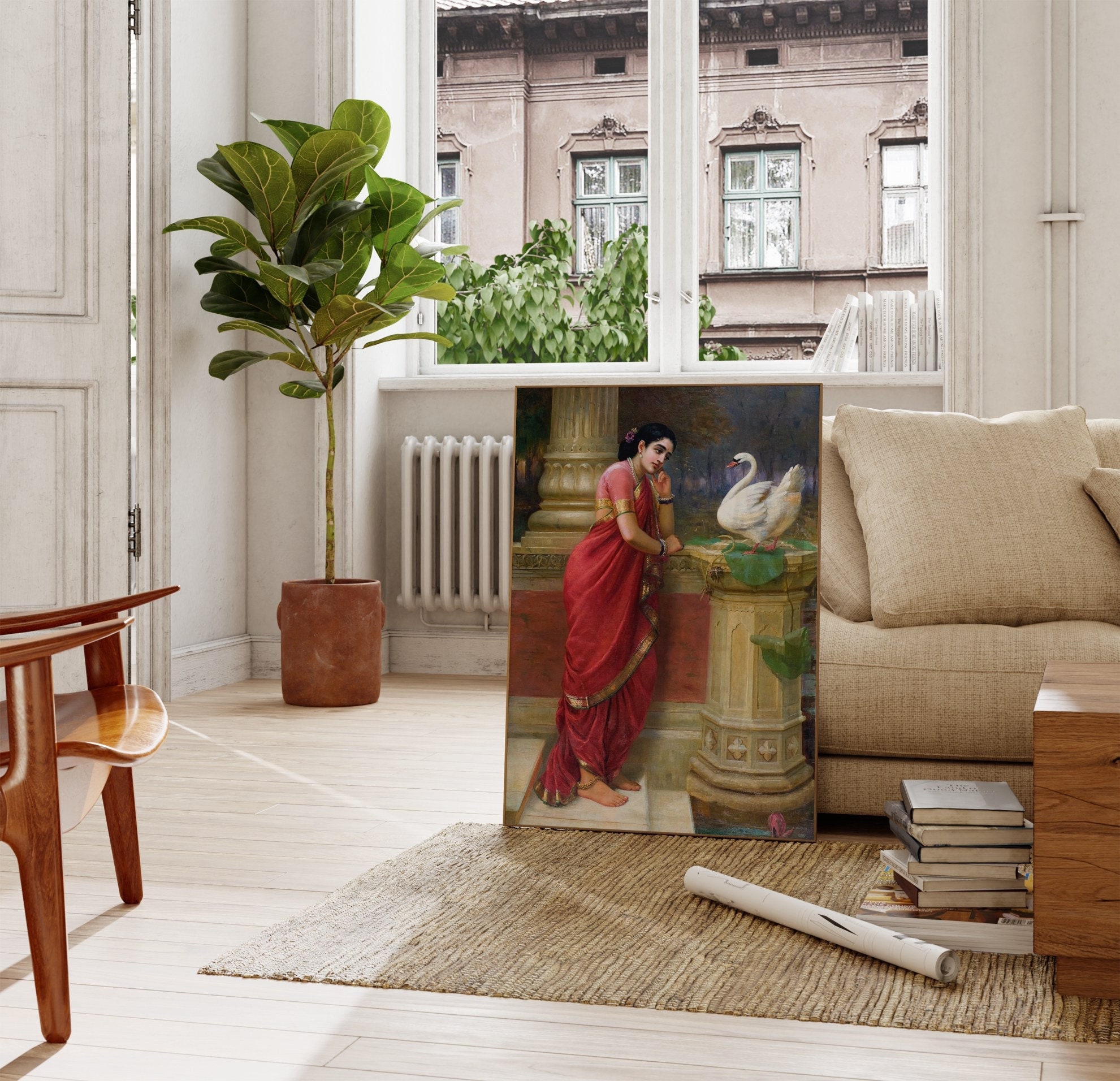 Raja Ravi Varma Princess Damayanthi Talking With Royal Swan Indian ...