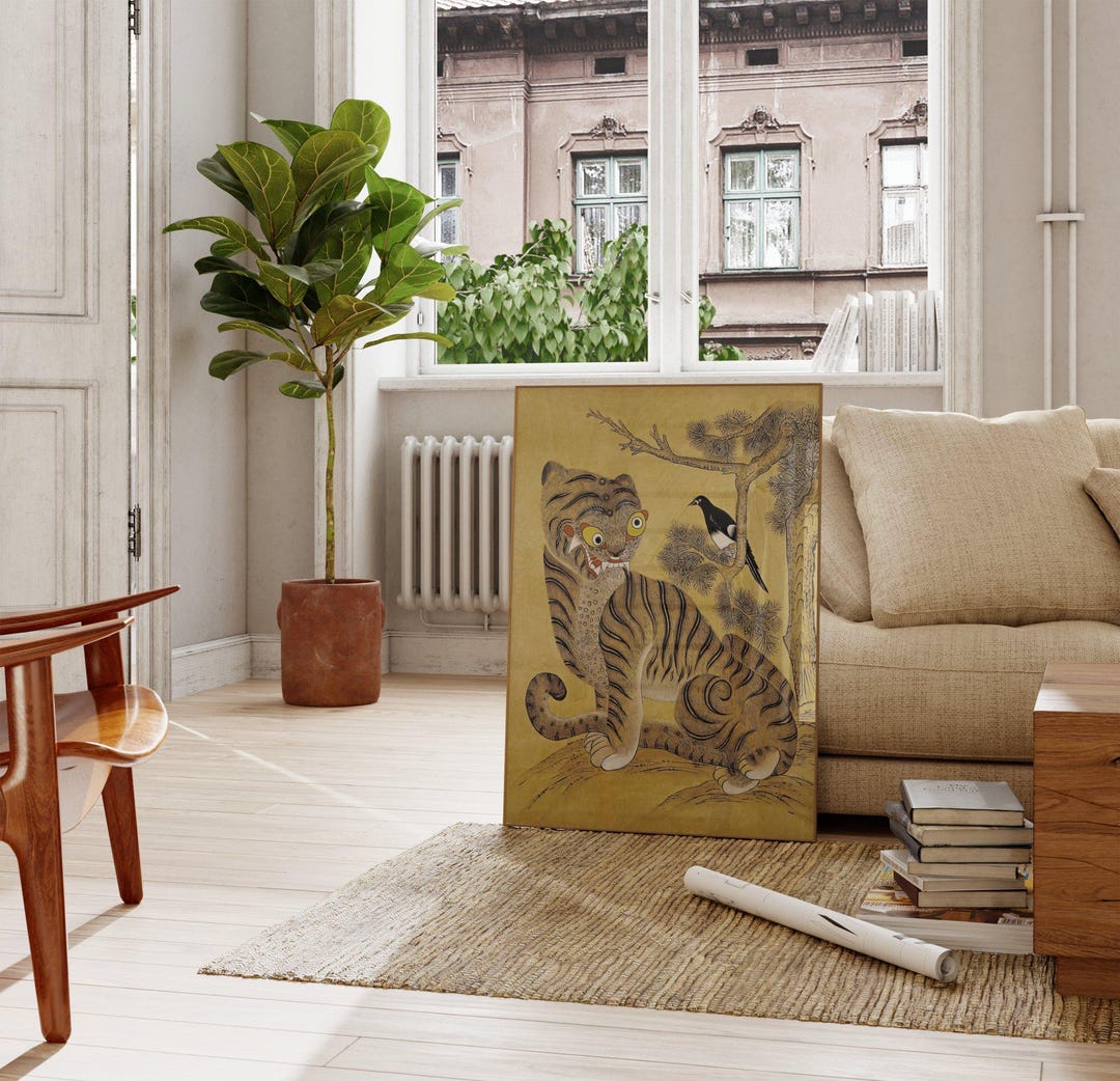 Freaky Tiger and Magpie | Classic Korean 19th-century Folk Painting ...