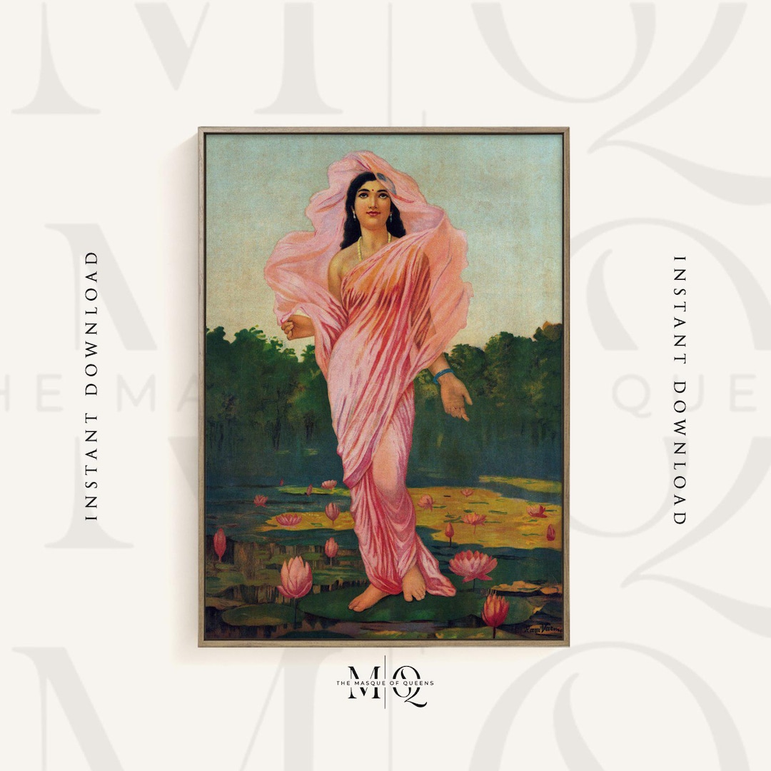 Raja Ravi Varma Padmini the Lotus Lady | Indian Portrait Painting, Kama ...