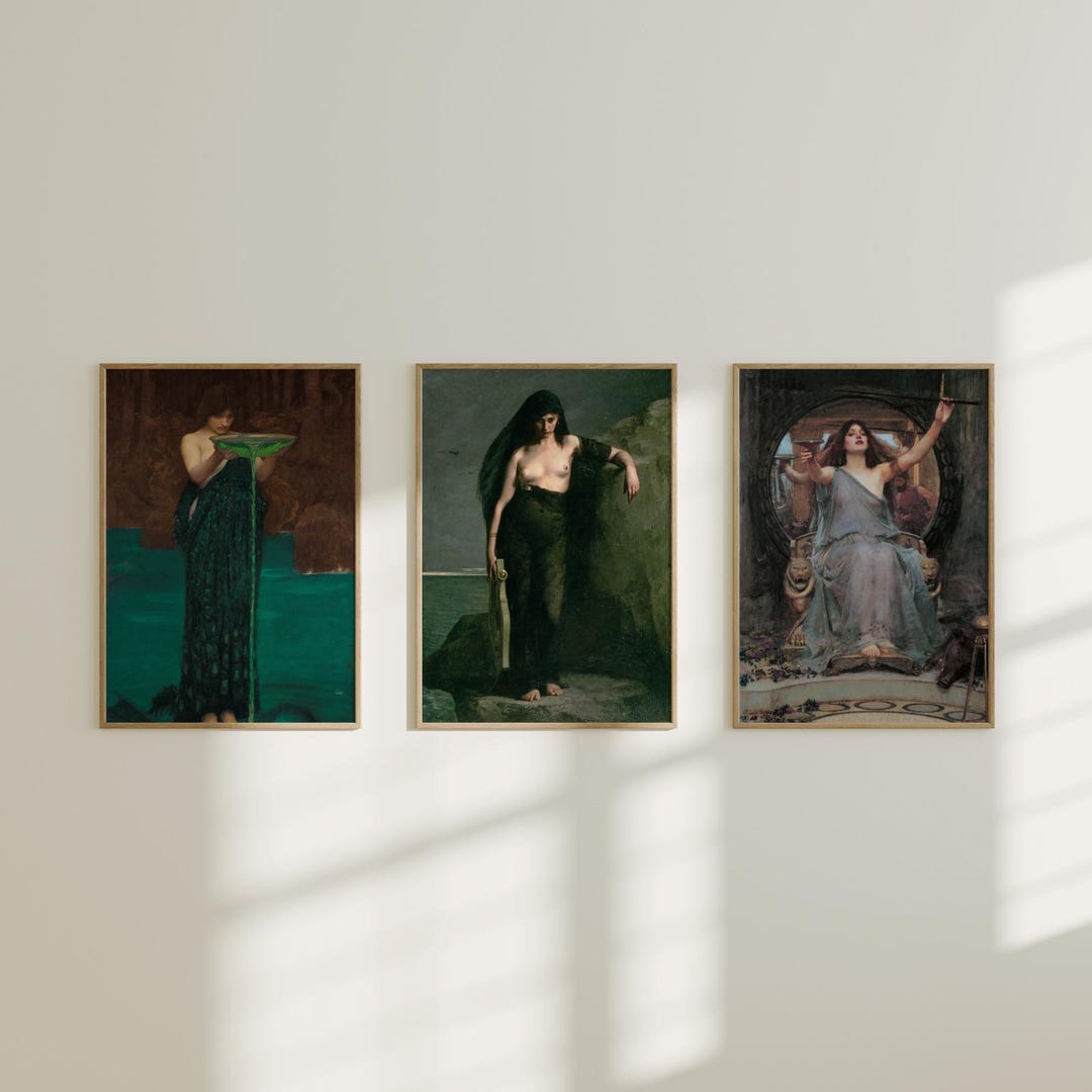Set of 3 John William Waterhouse Prints, Three Circe Invidiosa + Sappho ...