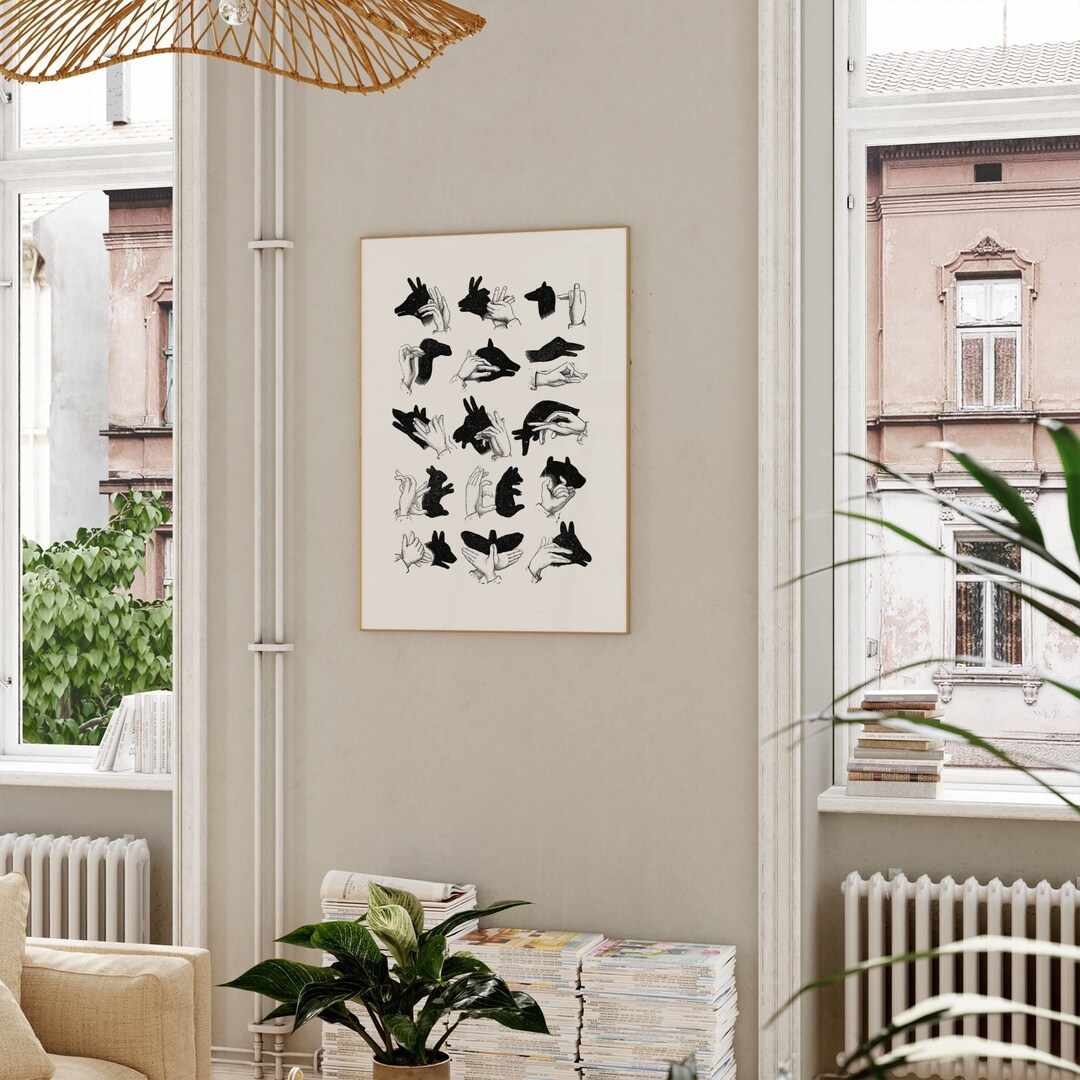 Vintage Shadow Puppets Illustration Print | Antique Fine Art, Hand and ...