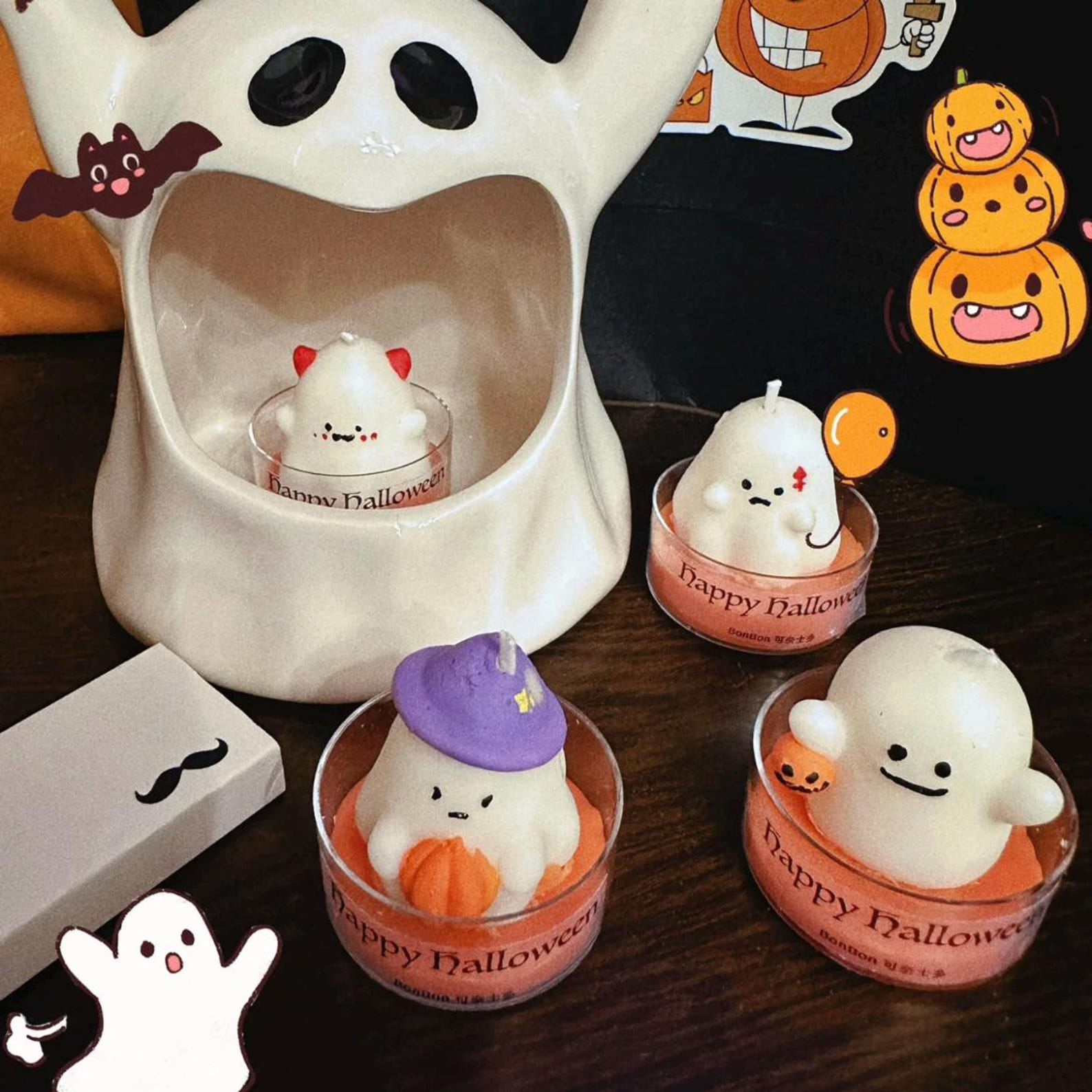 Mini Ghost Tea Light Candles Cute Mini Ghosts Mini Ghost Candles Tea ...