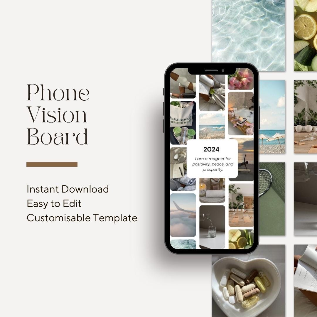 Customisable Vision Board Template for Phone - Etsy