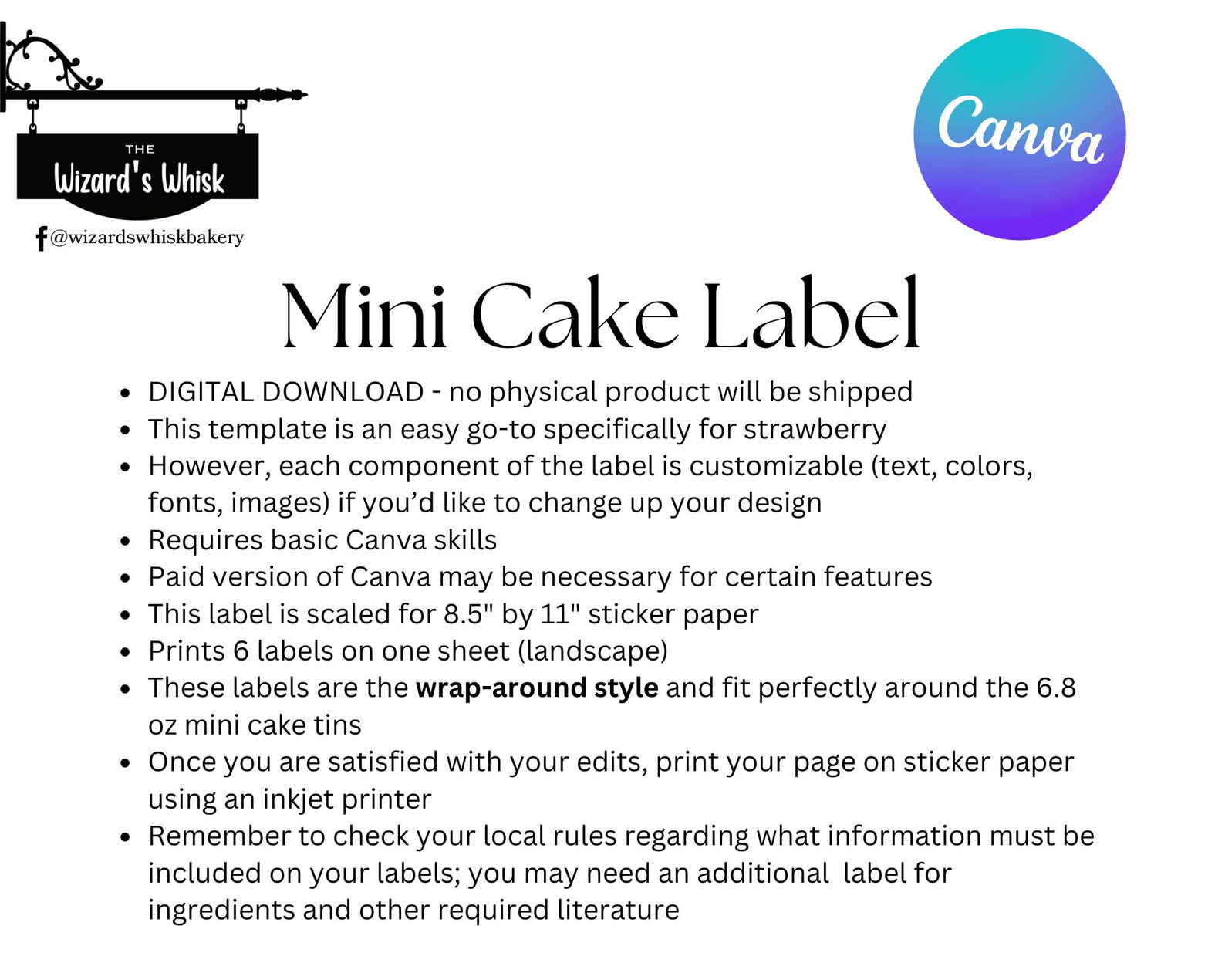 Strawberry Mini Cake Label Template - Wrap Around Style - Etsy