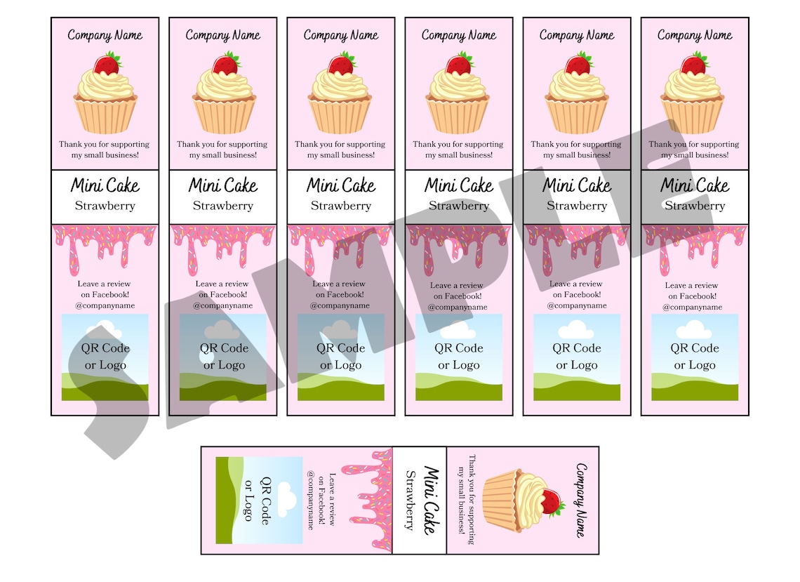 Mini Cake Label Template - Etsy