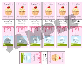 Strawberry Mini Cake Label Template - Wrap Around Style - Etsy