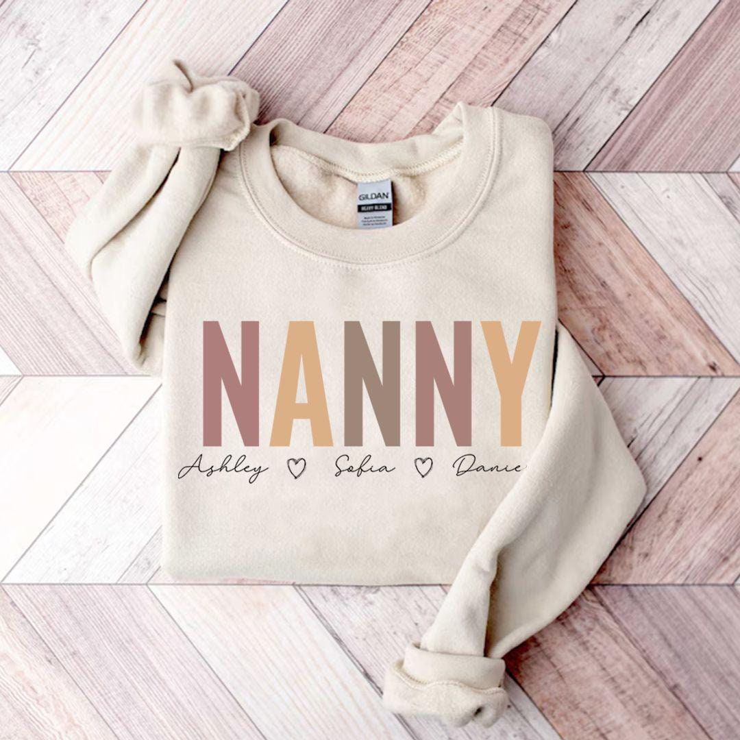 Nanny Personalized Sweatshirt With Names Nanny Custom Sweater New Nanny ...