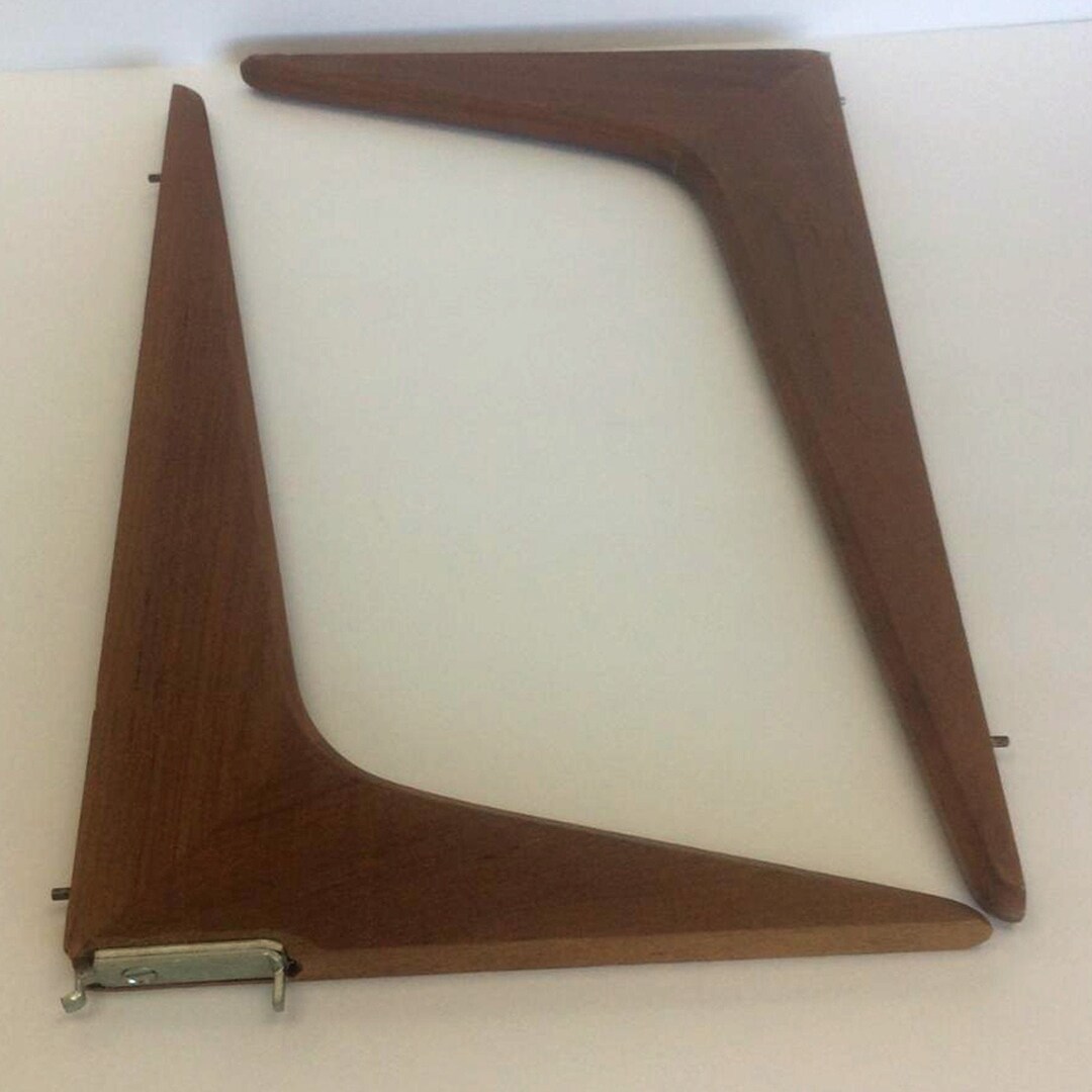 Pair Large Teak Hansen and Guldborg Wall Unit Brackets Replacement ...