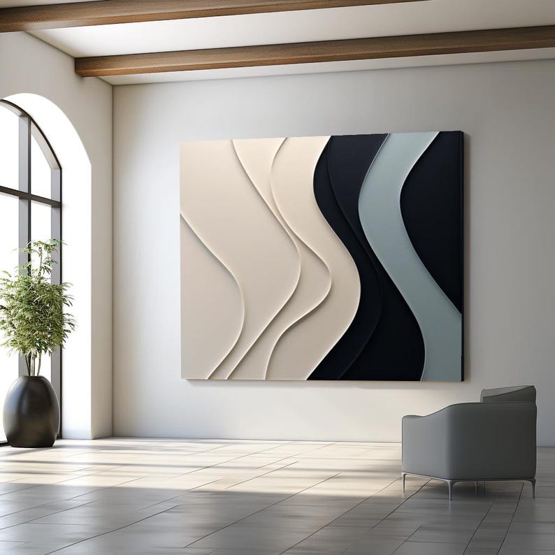 CRESCENT CONTOURS: Sleek Abstract Wall Art - Etsy
