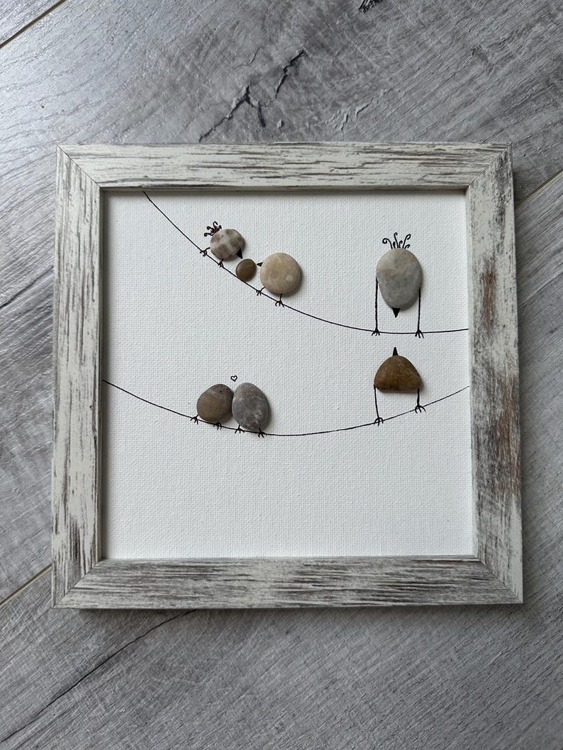 Birds Pebble Art- Birds Lover Gift- Nursery Decor- Friendship and ...