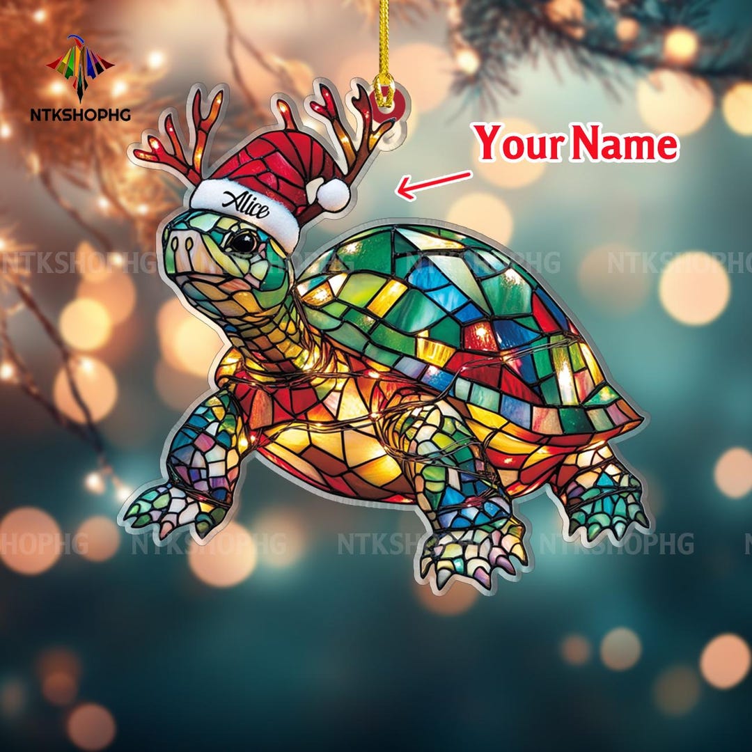 Sea Turtle Acrylic Window Hanging, Turtle Stained Ornament, Turtle ...