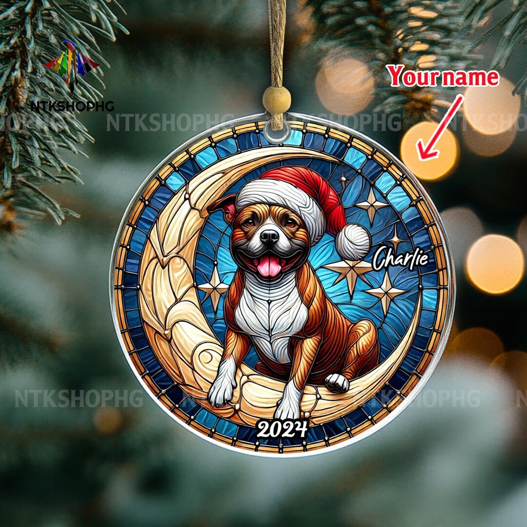 Personalized Staffordshire Bull Terrier Christmas Ornament Custom Dog ...