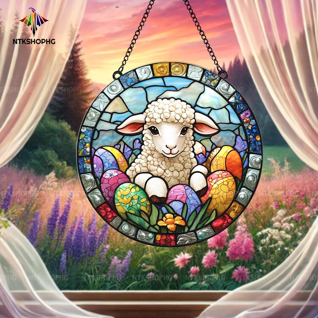 Lamb Easter Stained Glass Suncatcher, Sheep Suncatcher, Easter Lamb ...