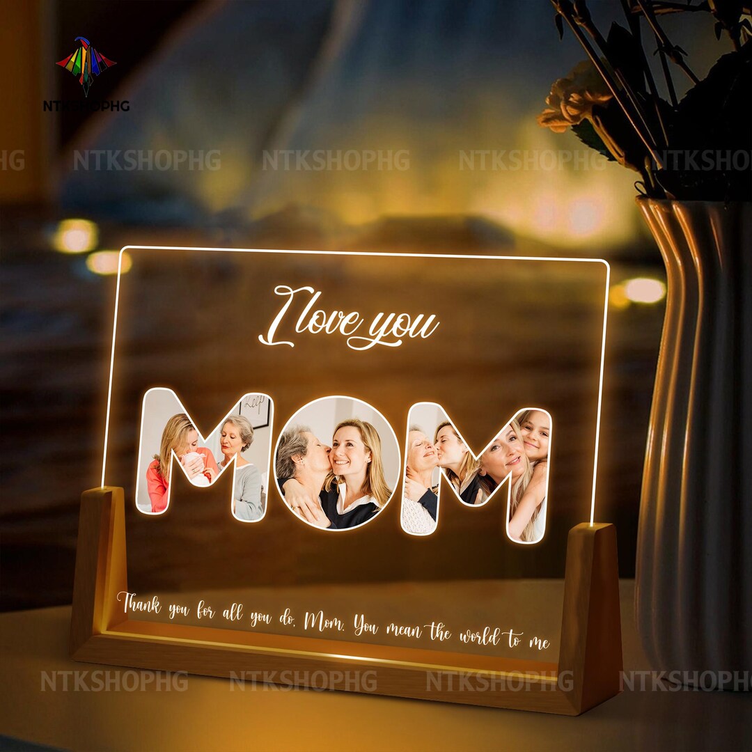 Custom LED Photo Frame for Mom, Personalized Acrylic Night Light ...