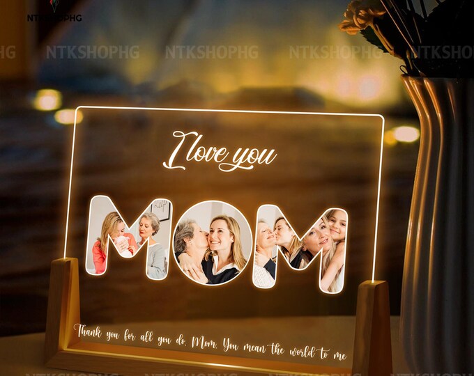 Personalized Mom Light Frame, Custom Acrylic Led Light for Mom, Mothers ...